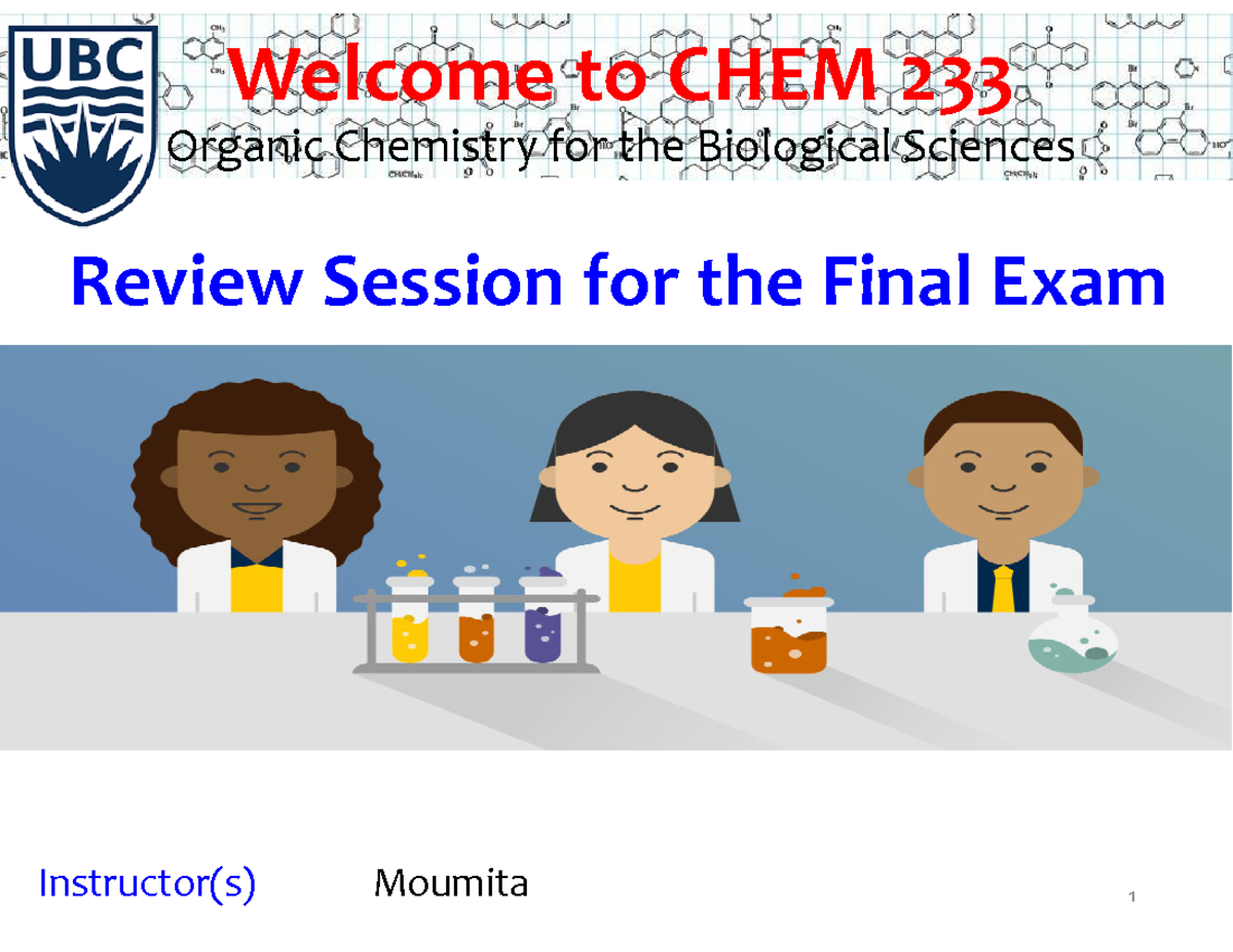 Final Exam Review for CHEM 233: Organic Chemistry F2025 - Studocu