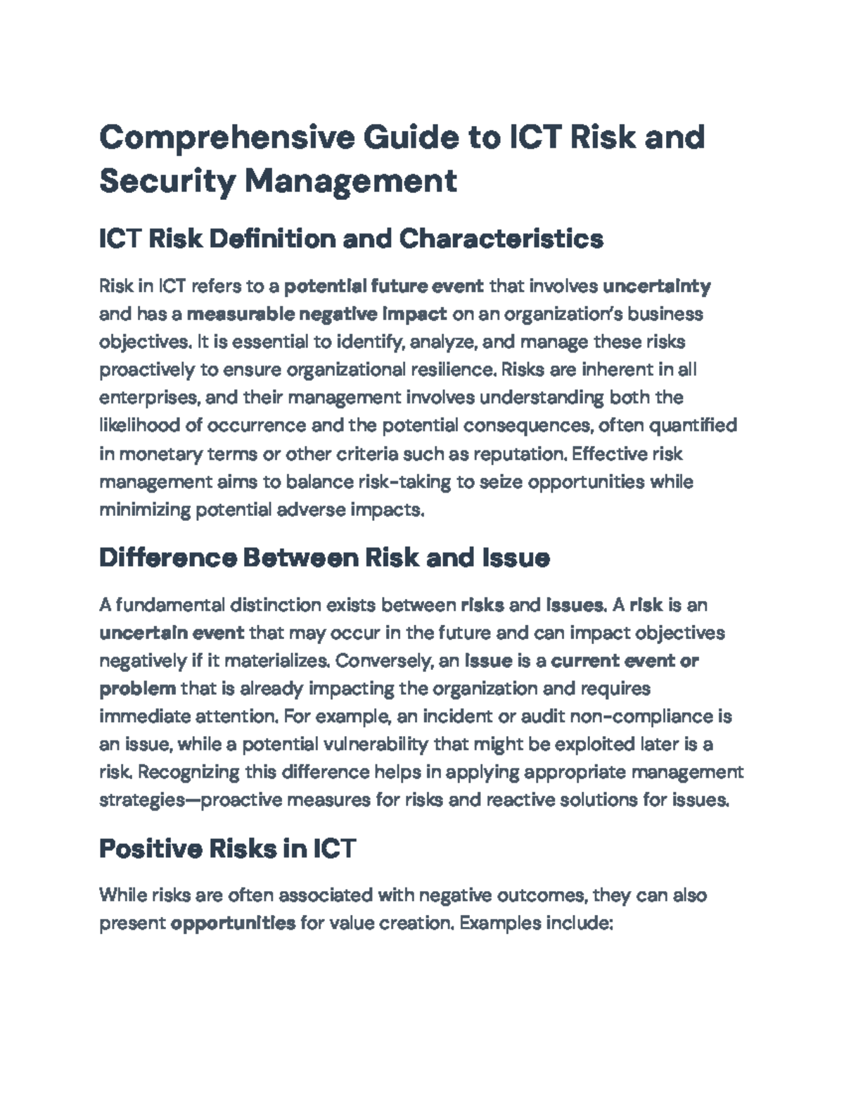 Comprehensive Guide to ICT Risk & Security Management (ICT 101) - Studocu