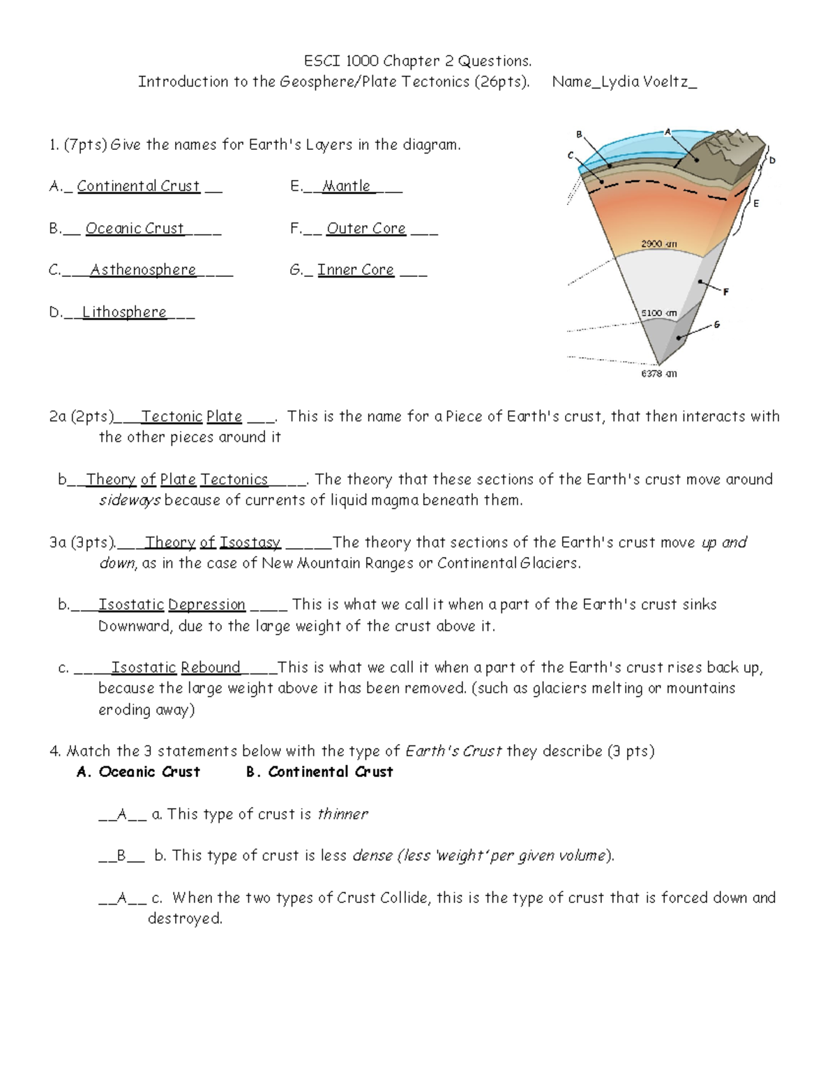 ESCI 1000 Chapter 2 Geosphere/Plate Tectonics Study Questions - Studocu