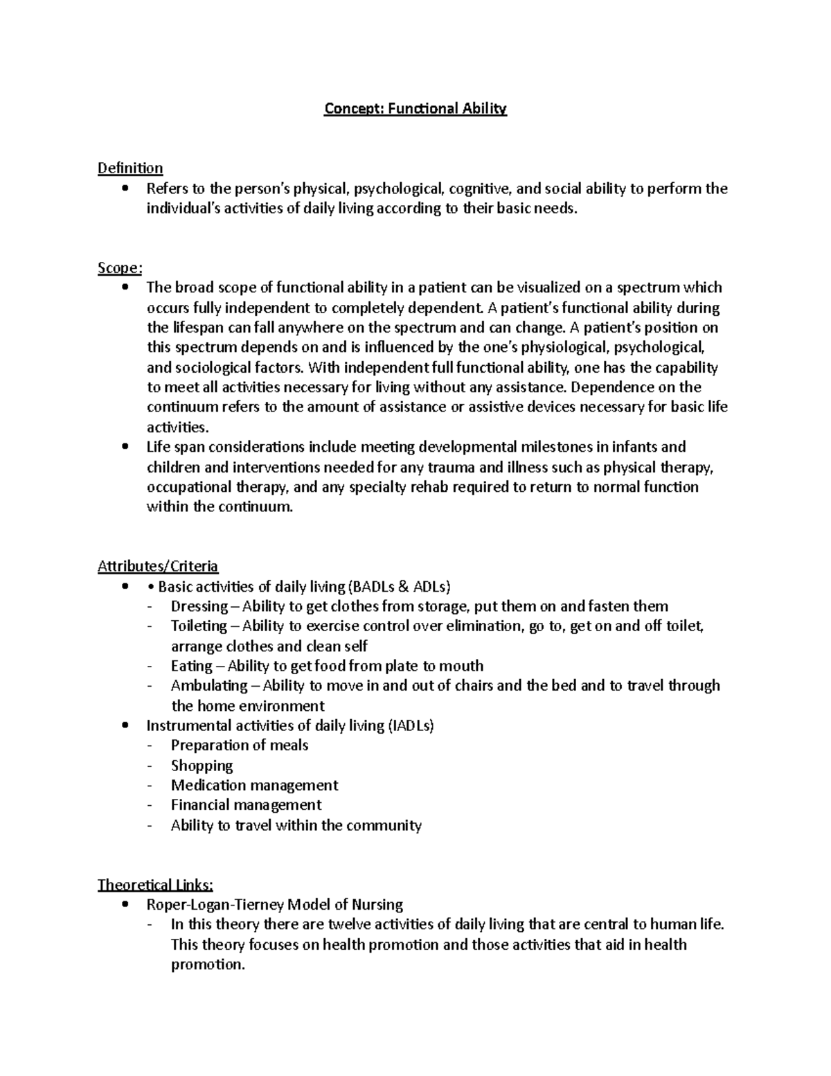 Functional Ability Concept in Nursing and Health Care - Studocu