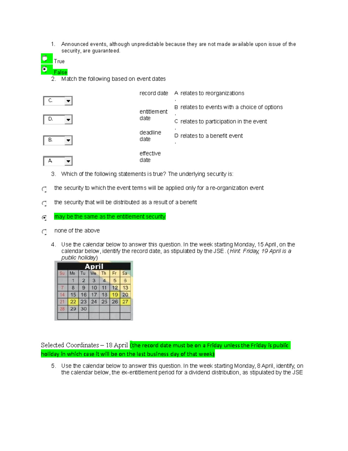 Quiz - Quizzess - Announced events, although unpredictable because ...