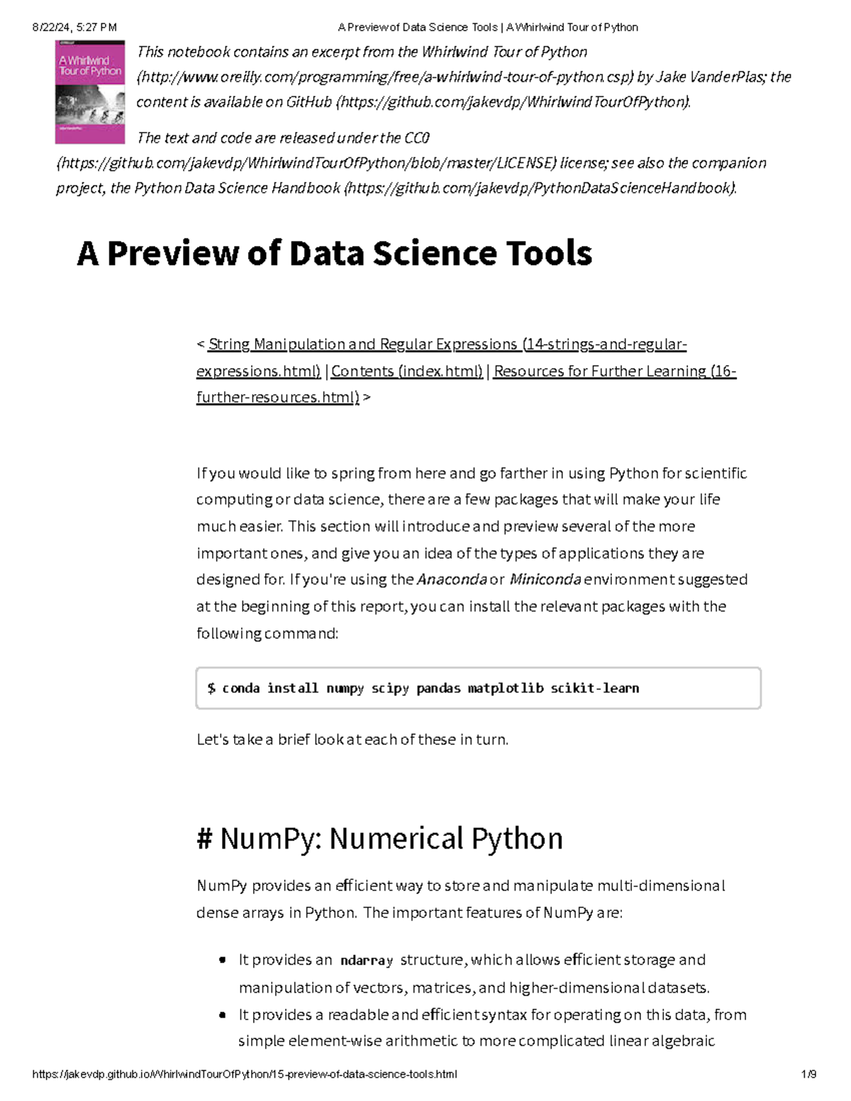 A Preview of Data Science Tools A Whirlwind Tour of Python - This ...
