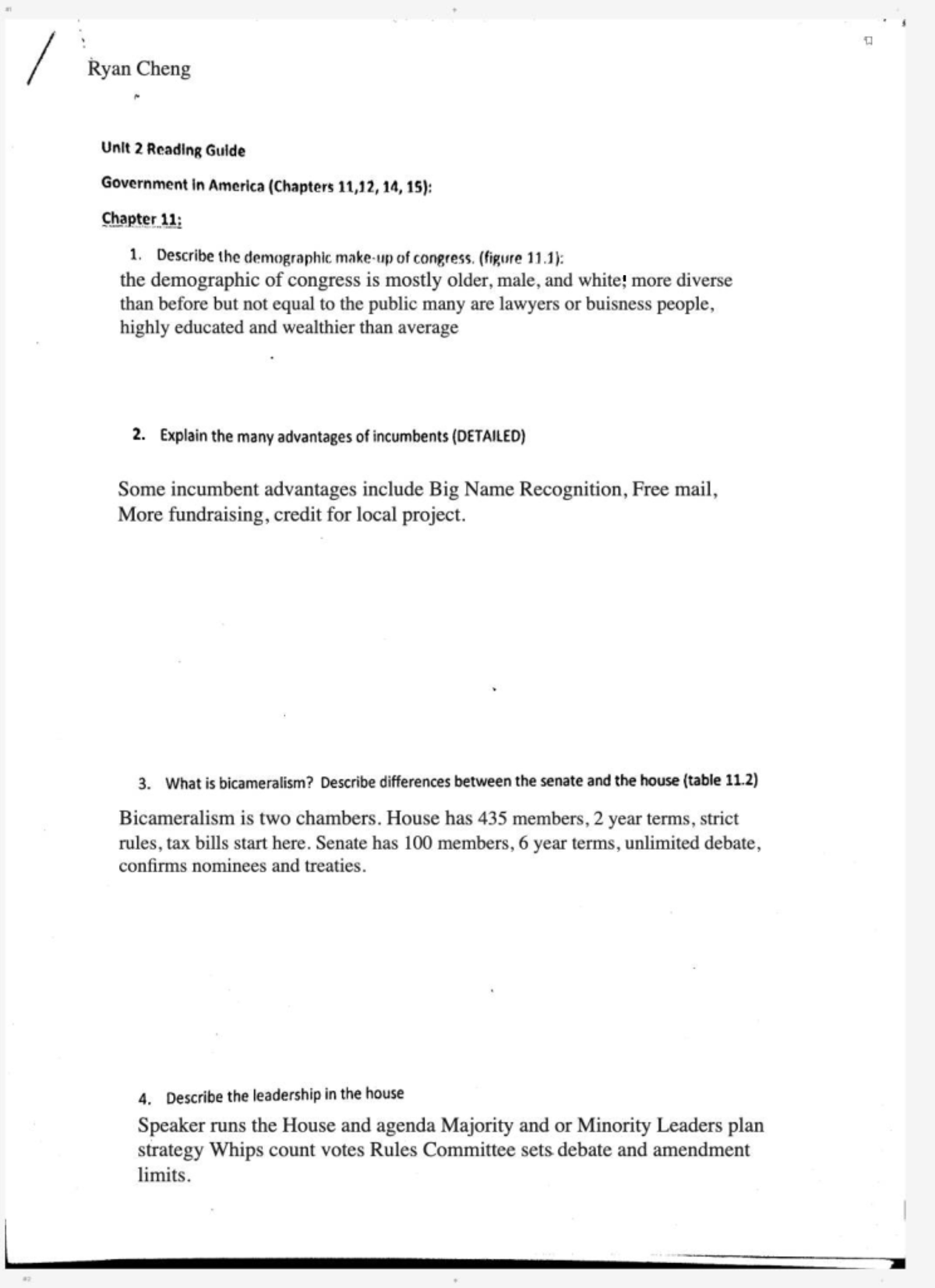 Government in America Unit 2 Reading Guide (Chapters 11-15) - Studocu