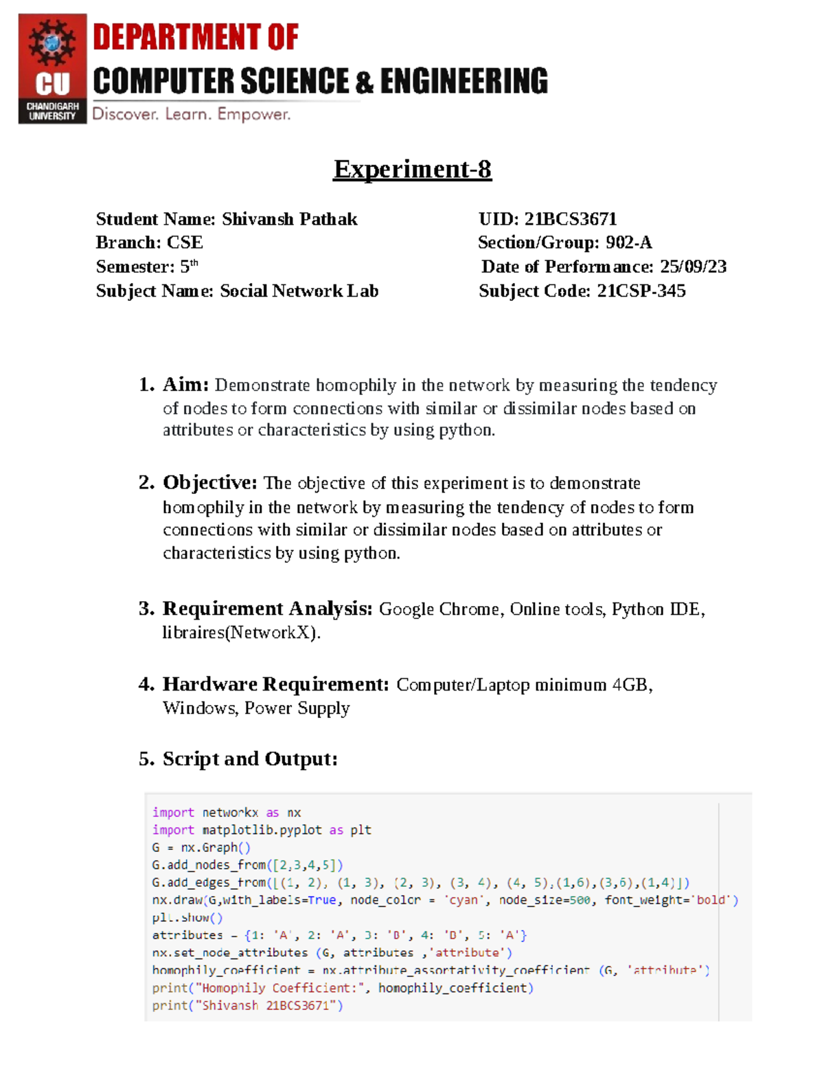 SN LAB8 - Alasso - htrwg - Experiment- Student Name: Shivansh Pathak ...