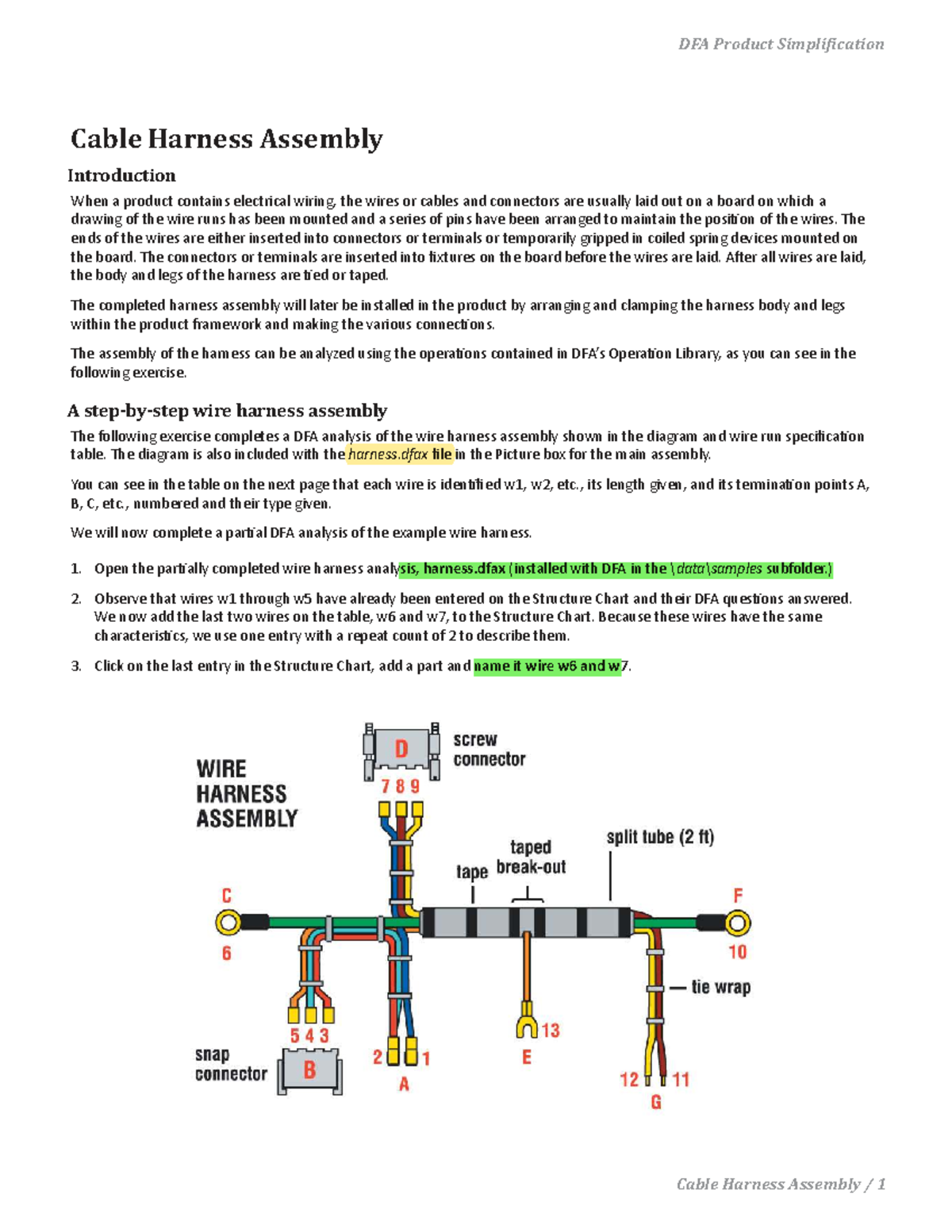 Tut 2 DFA - Cable Harness Assembly Overview and Analysis - Studocu