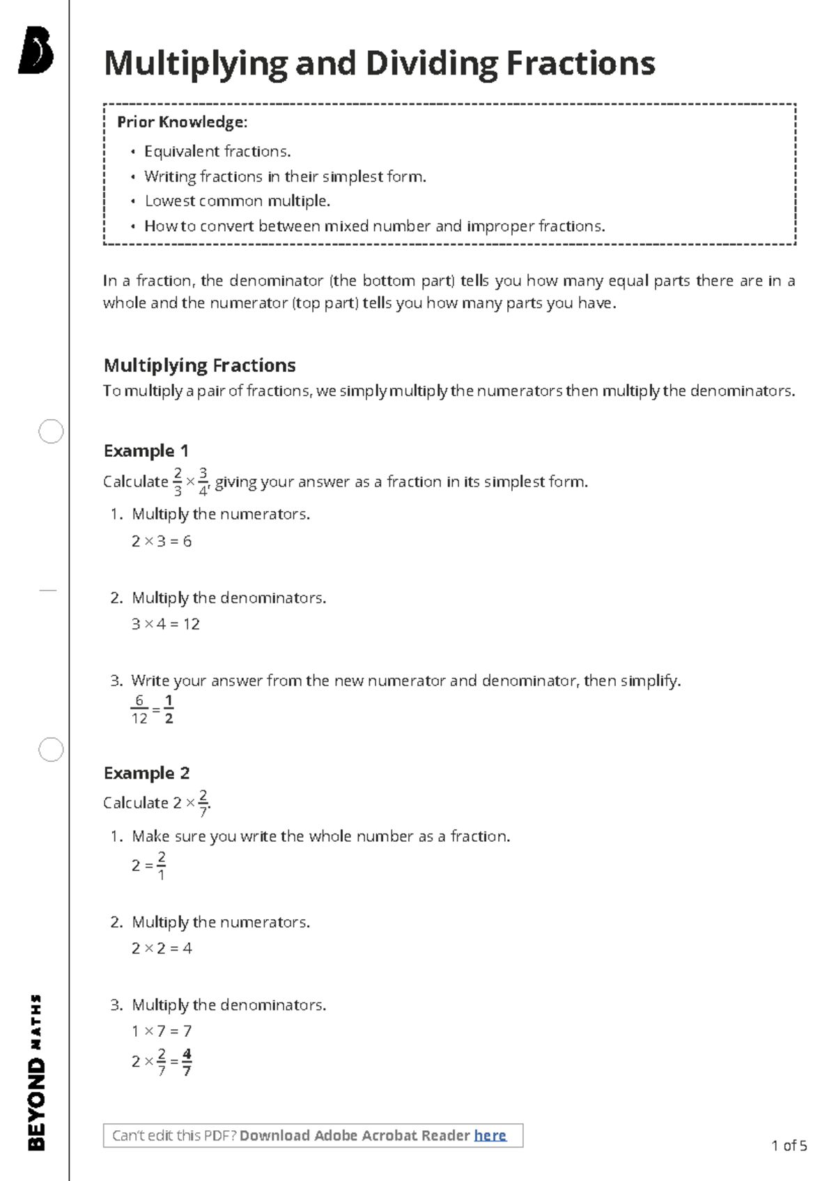 Multiplying and Dividing Fractions (Interactive) - In a fraction, the ...