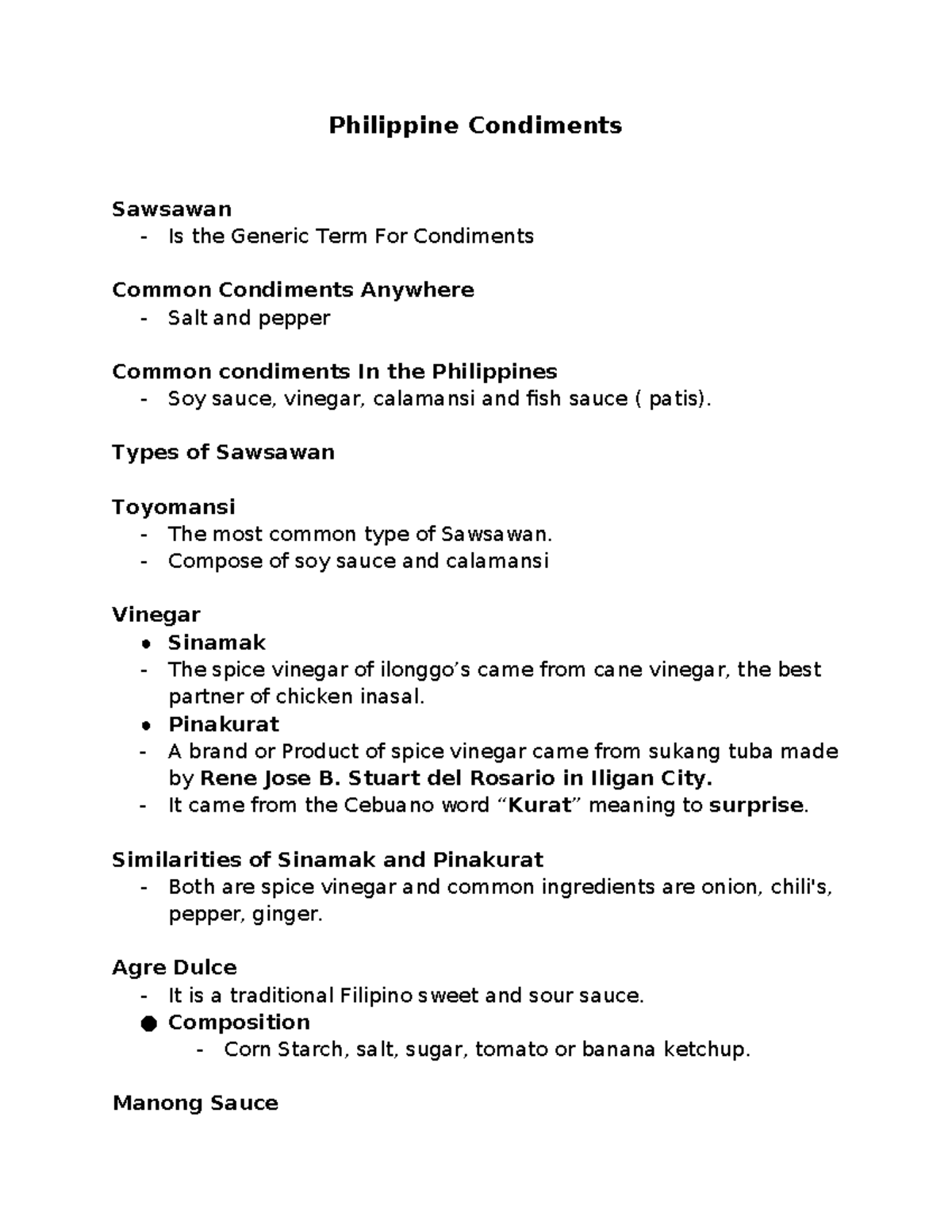 PRC Midterms: Exploring Philippine Condiments and Sawsawan - Studocu