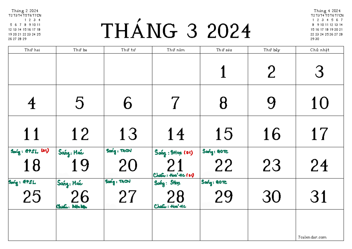 Print - Tháng 2 2024 Tháng 4 2024 T2 T3 T4 T5 T6 T7 CN T2 T3 T4 T5 T6 ...