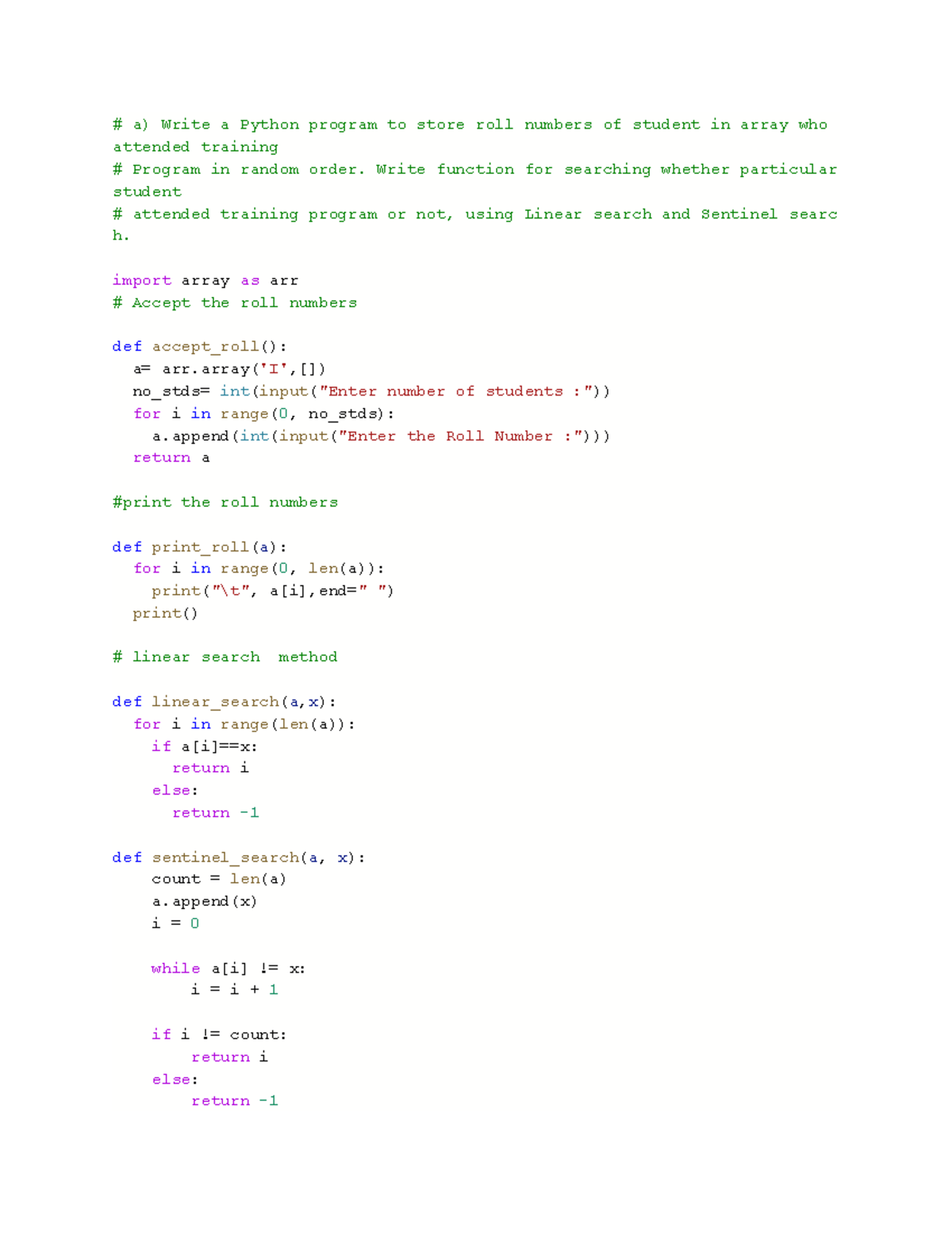 Group B A1 - Python Program for Student Roll Number Management - Studocu