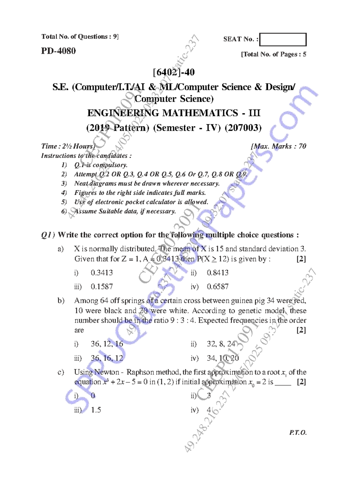 Engineering Mathematics III (207003) - Semester IV Exam Notes - Studocu