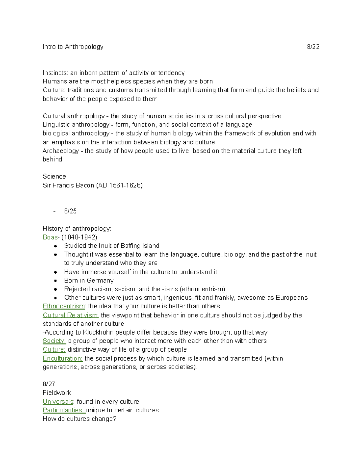 Intro to Anthropology - Comprehensive Study Notes - Studocu
