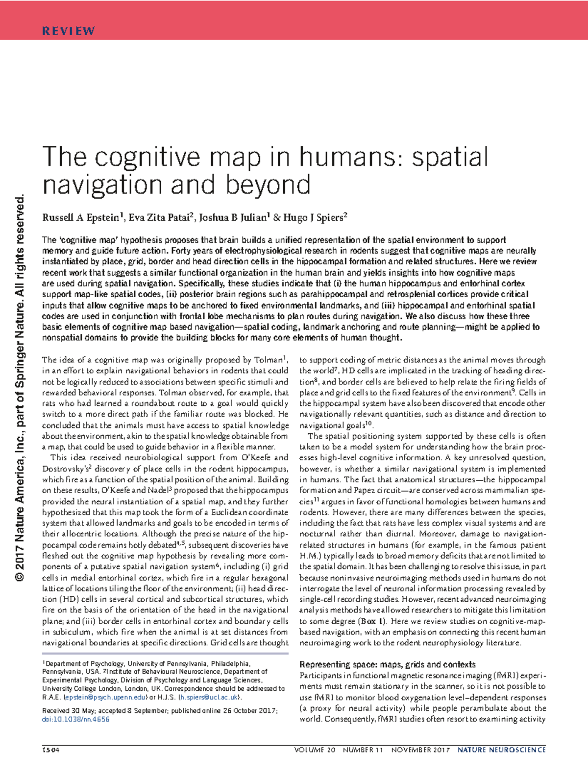 Cognitive Maps in Humans: Insights from Neuroimaging Studies (NN) - Studocu