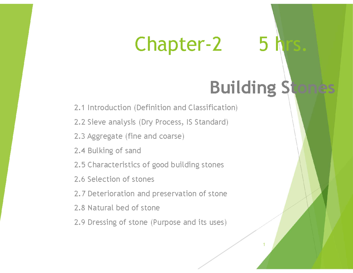 Building Stones: Chapter 2 - Definition, Classification & Uses - Studocu