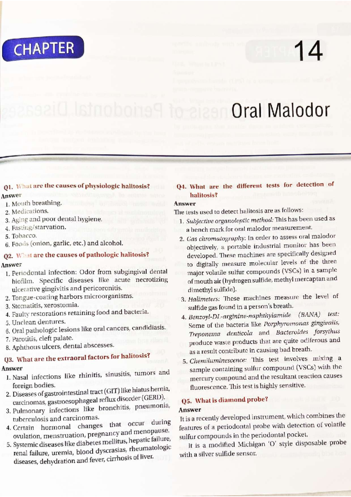 Oral Malodor Study Notes: Understanding Causes and Solutions - Studocu