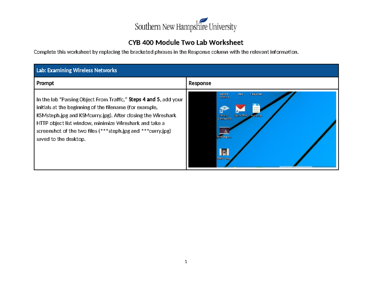 CYB 400 Module Two Lab Worksheet: Wireless Networks Exercises - Studocu