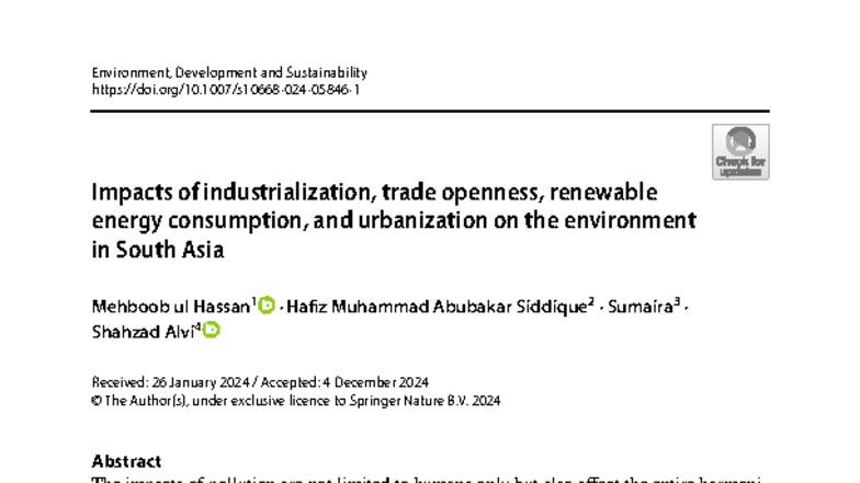 S10668: Impacts of Industrialization and Trade on Environmental ...