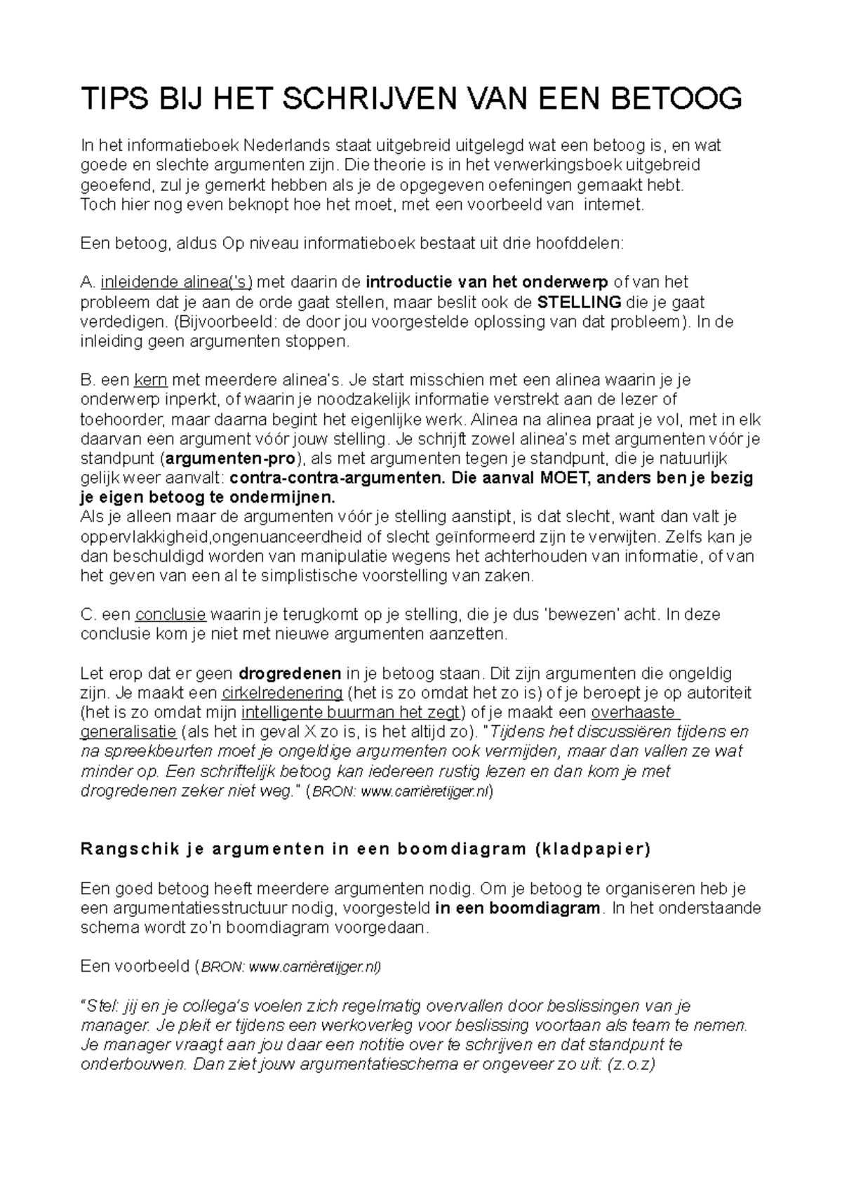 TIPS VOOR HET SCHRIJVEN VAN EEN BETOOG: HANDREIKINGEN EN STRATEGIEËN ...