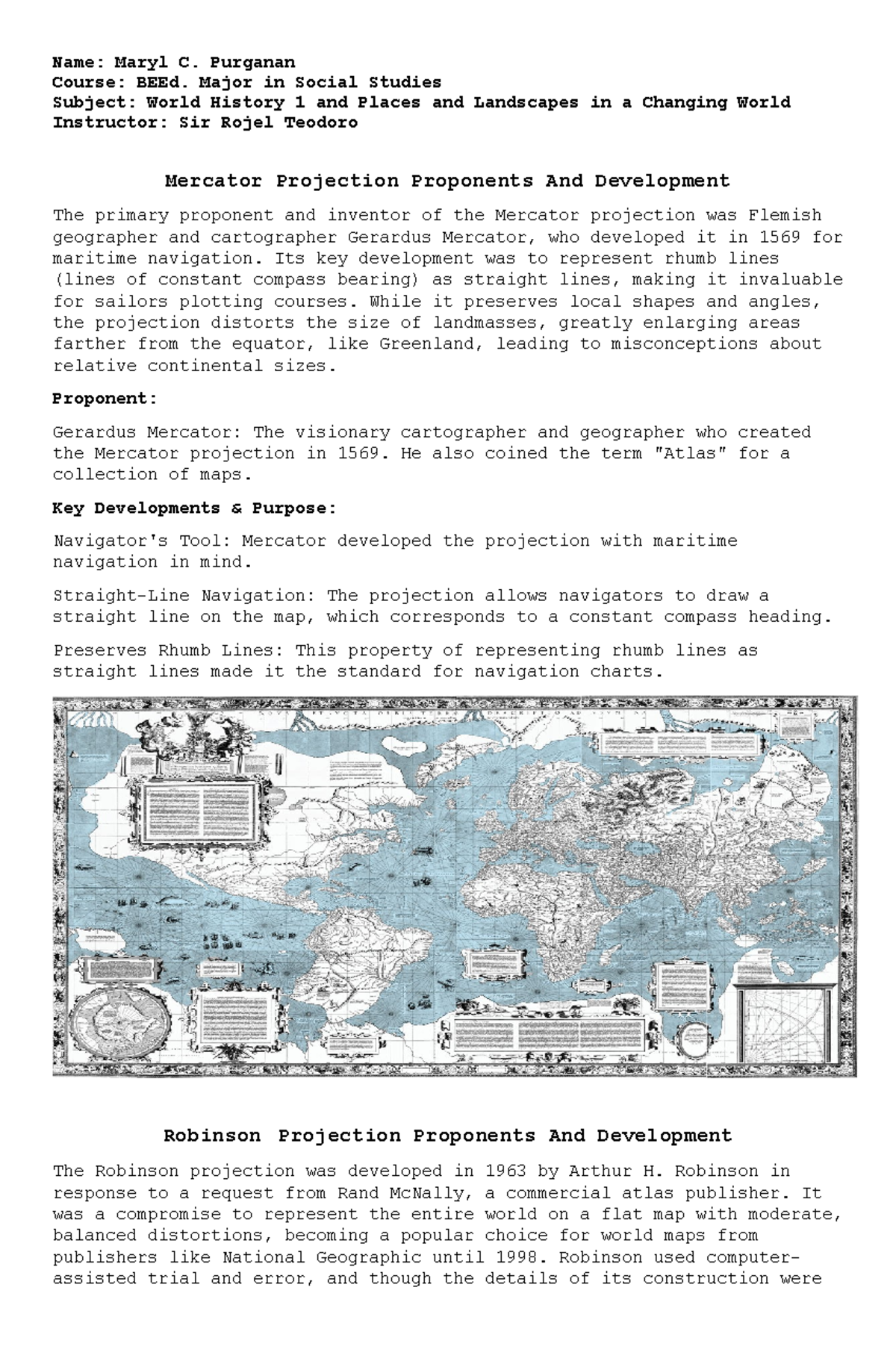 BEEd World History 1: Projections and Their Proponents - Studocu