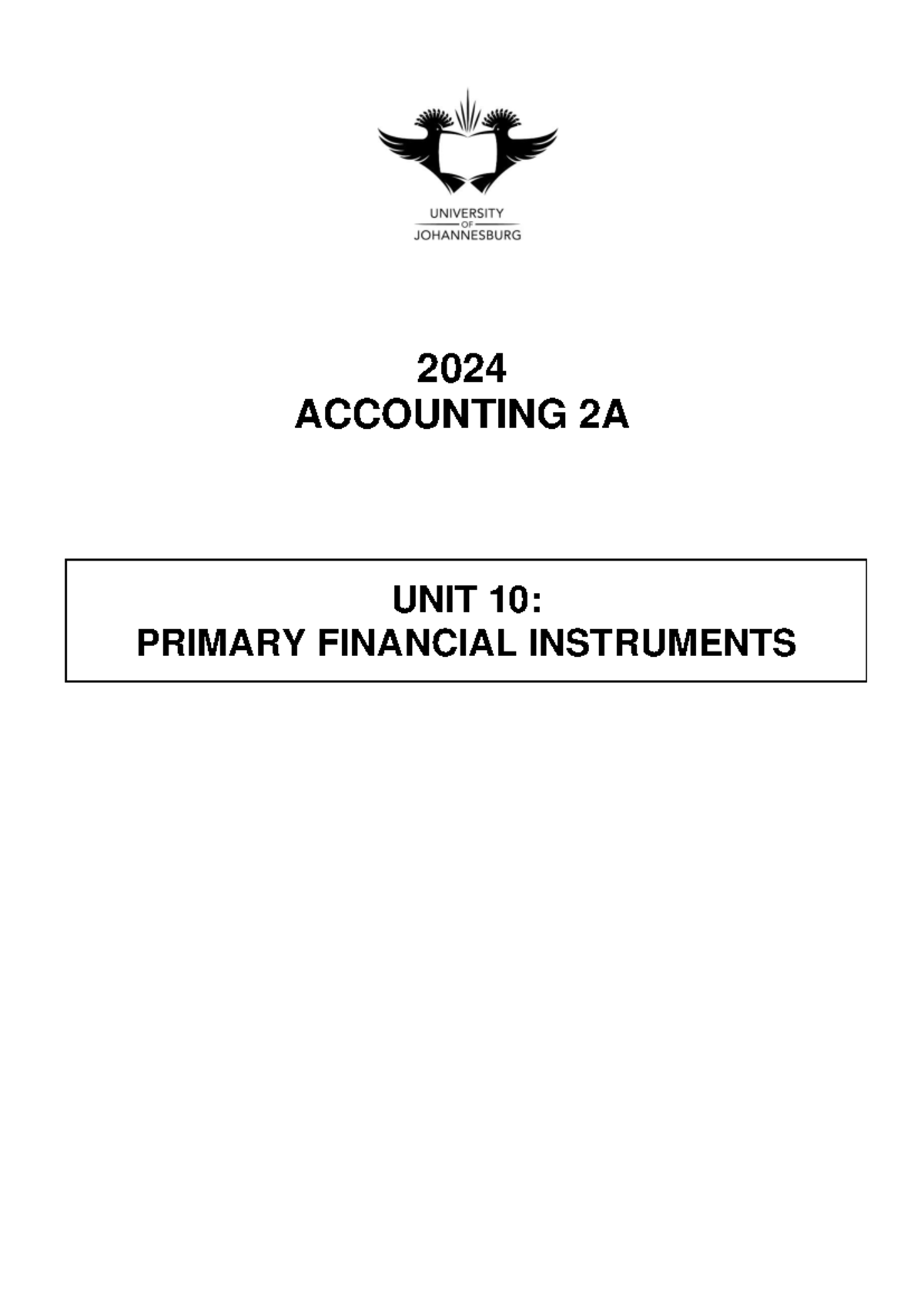 2024 ACC 2A UNIT 10: PRIMARY FINANCIAL INSTRUMENTS STUDY GUIDE - Studocu