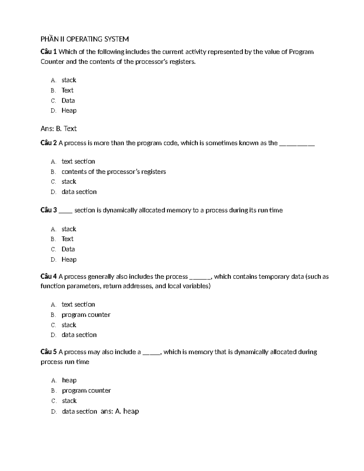 Operating System - Final Exam MCQs and Answers (OS-101) - Studocu