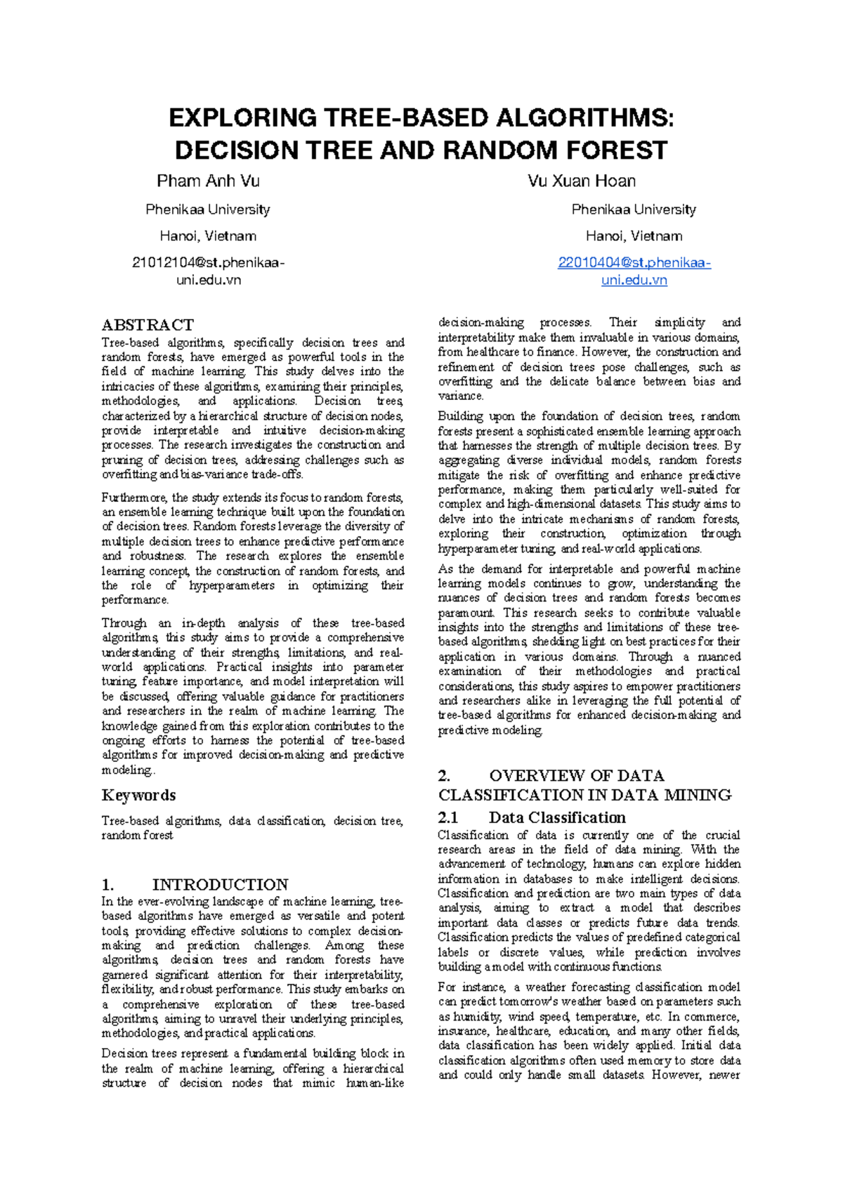 Exploring TREE- Based Algorithms Decision TREE AND Random Forest ...