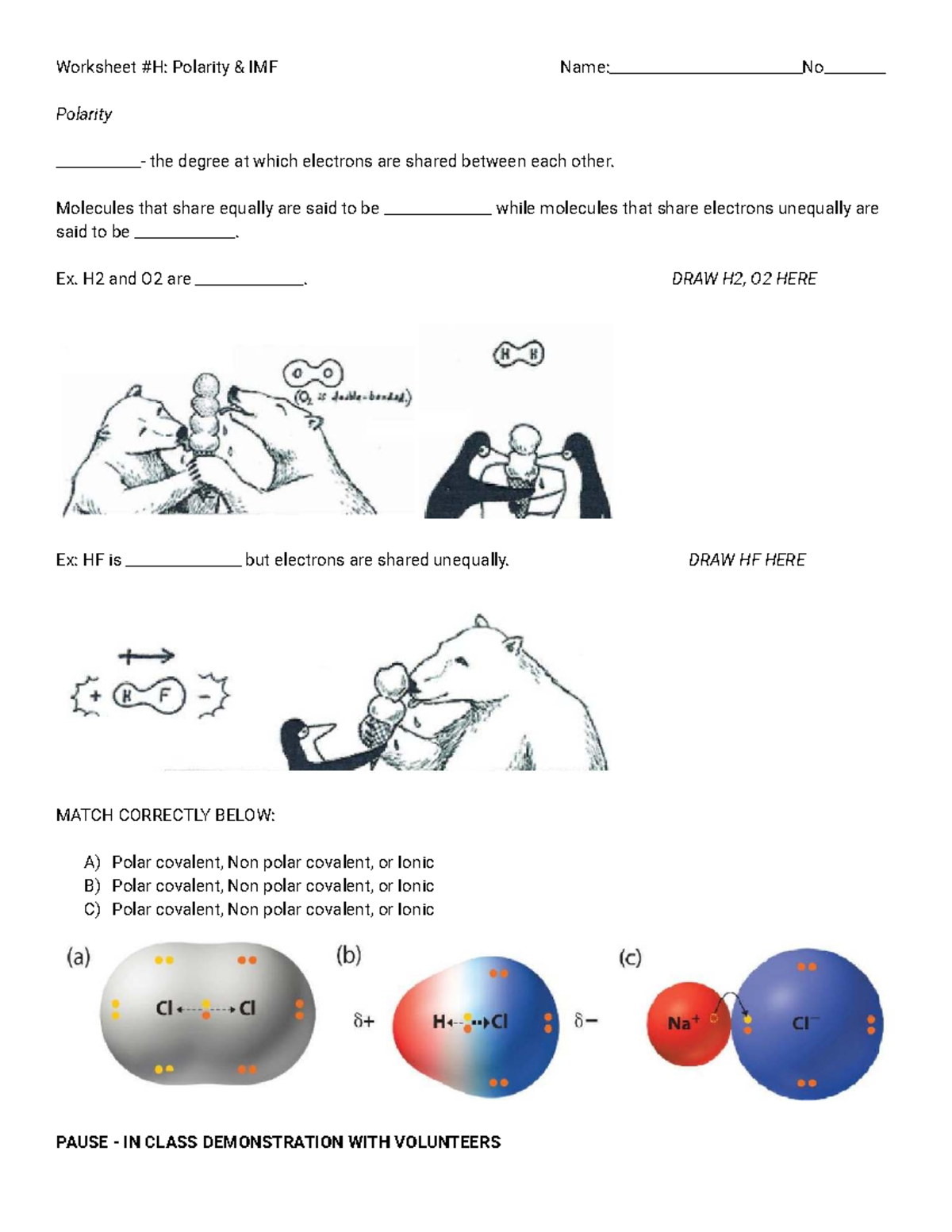 WSJ Polarity & IMF - Worksheet on Electronegativity and Forces - Studocu
