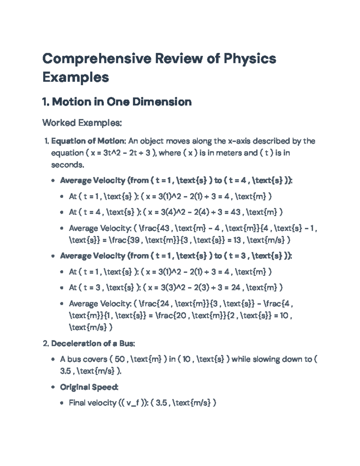 Comprehensive Physics Review: Worked Examples and Problem Solving ...