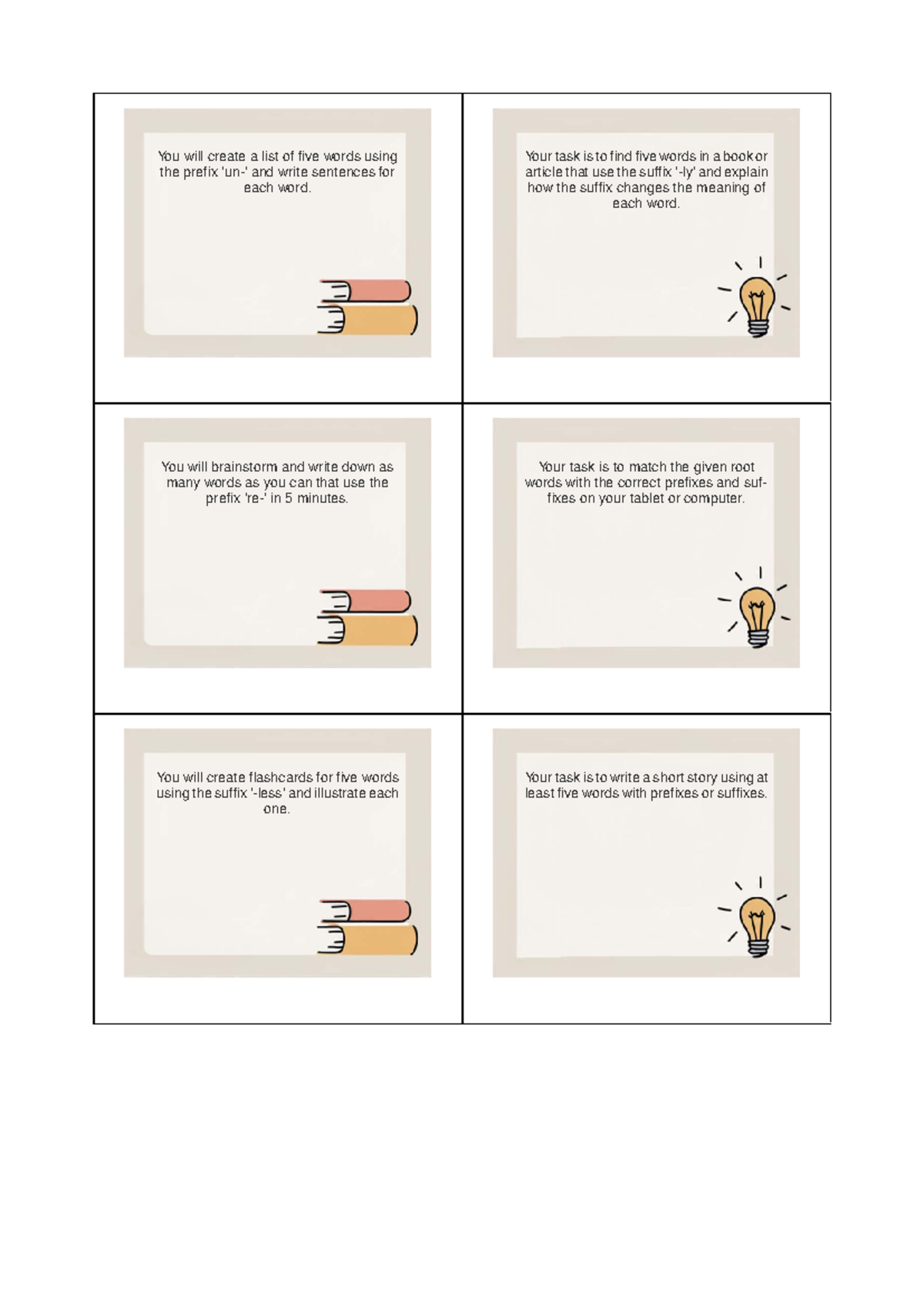 Prefix & Suffix Task Cards: Activities for Word Building & Meaning ...