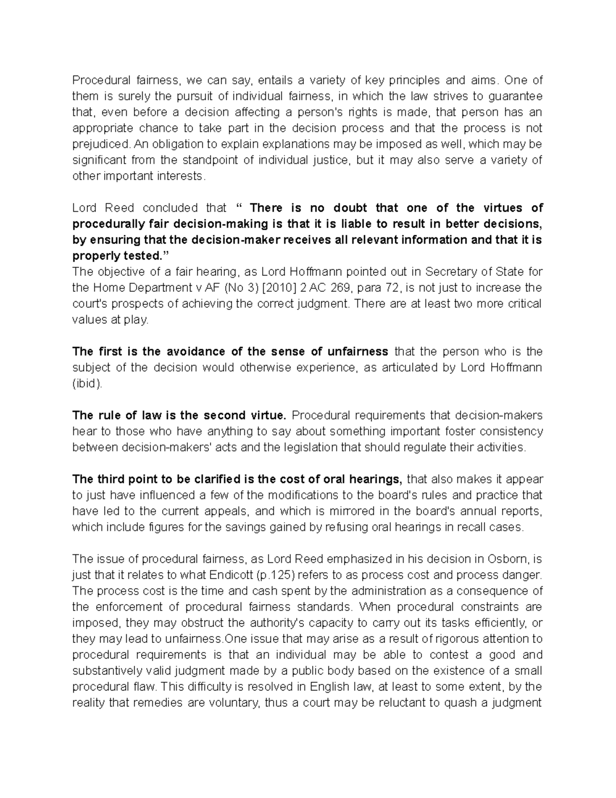 Exploring Procedural Fairness Principles in Law (LAW 101) - Studocu