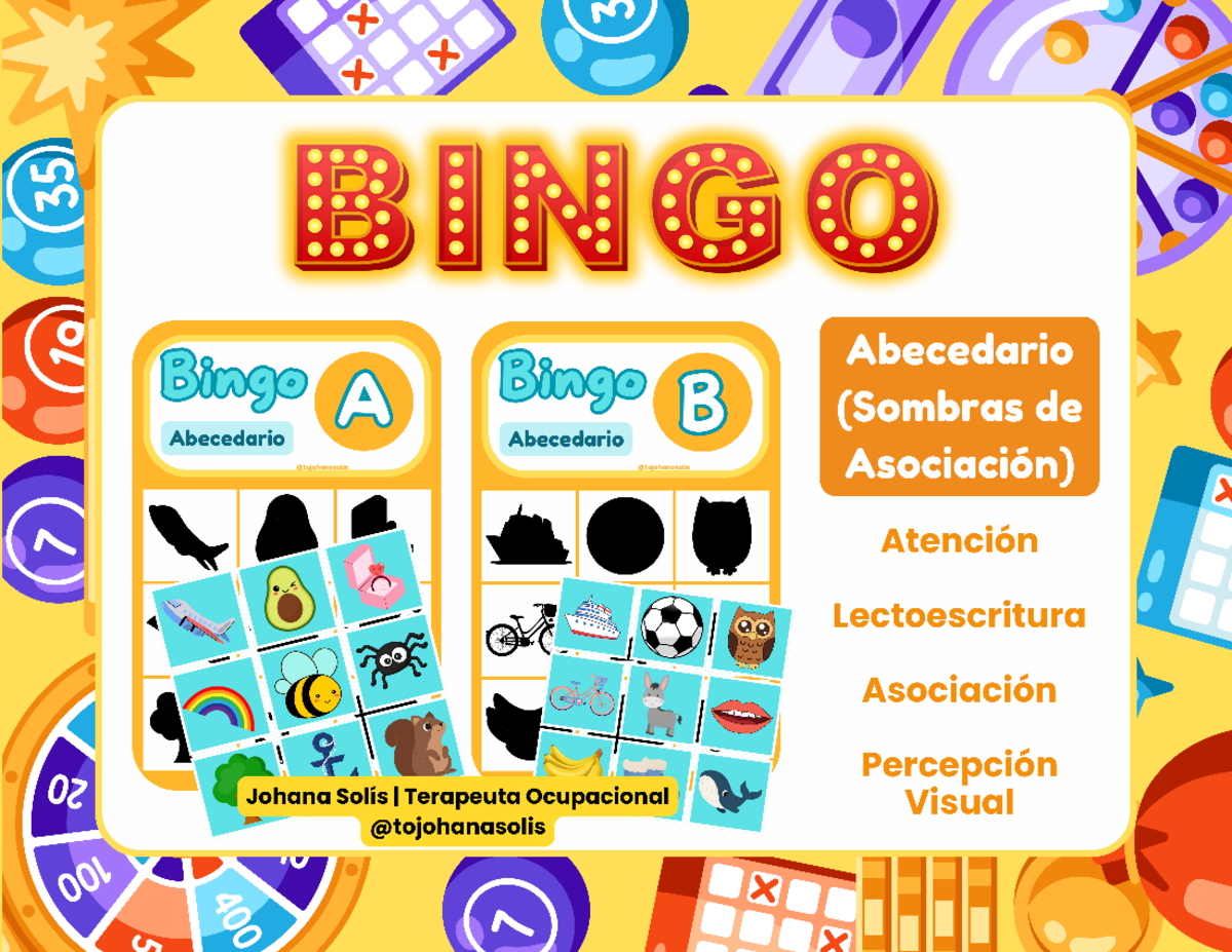 Juego Bingo Abecedario (Sombras de Asociaciones) ( Versión Gratuita ...