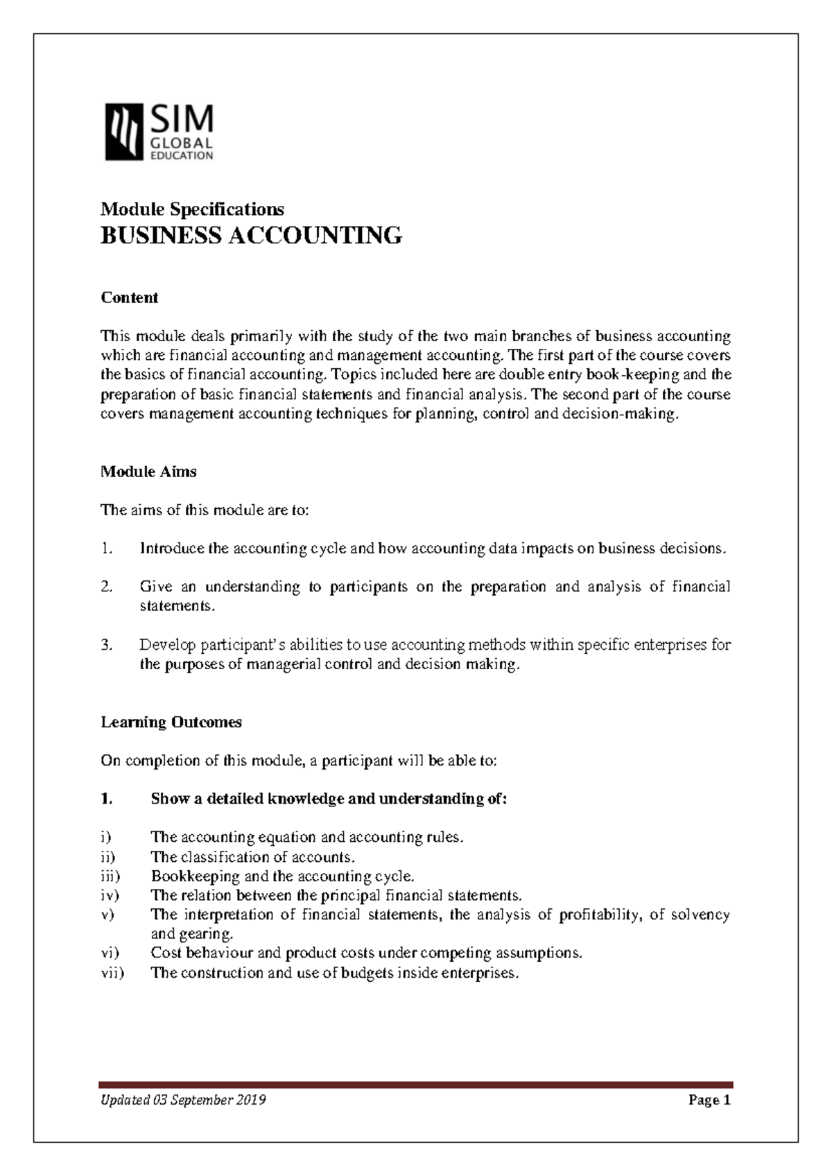 ACC006 Business Accounting Module Overview and Key Concepts - Studocu