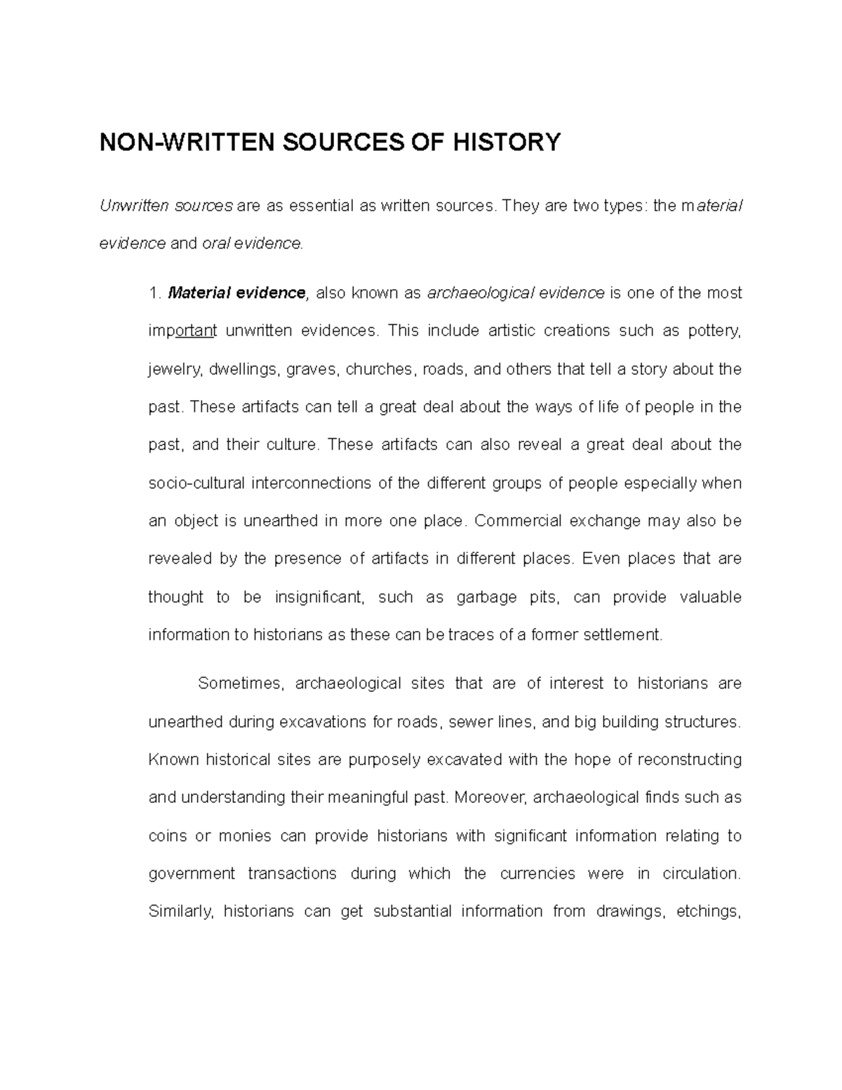 Non-Written Sources of History: Material and Oral Evidence Explained ...