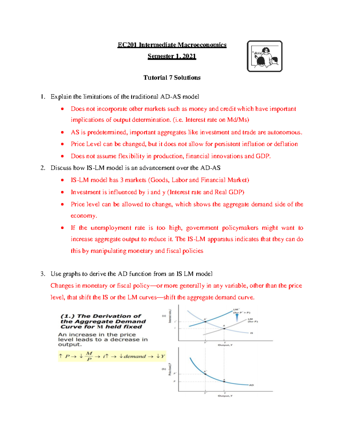 Tutorial 7 Solutions Overview - EC201 Intermediate Macroeconomics - Studocu