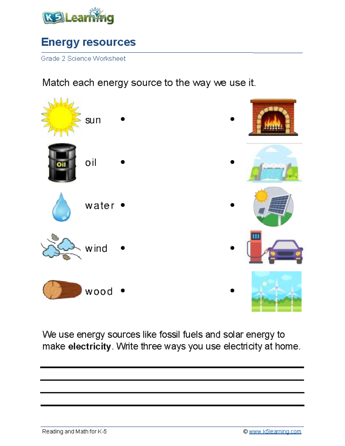 Grade 2 energy resources - Science - Reading and Math for K- 5 ...