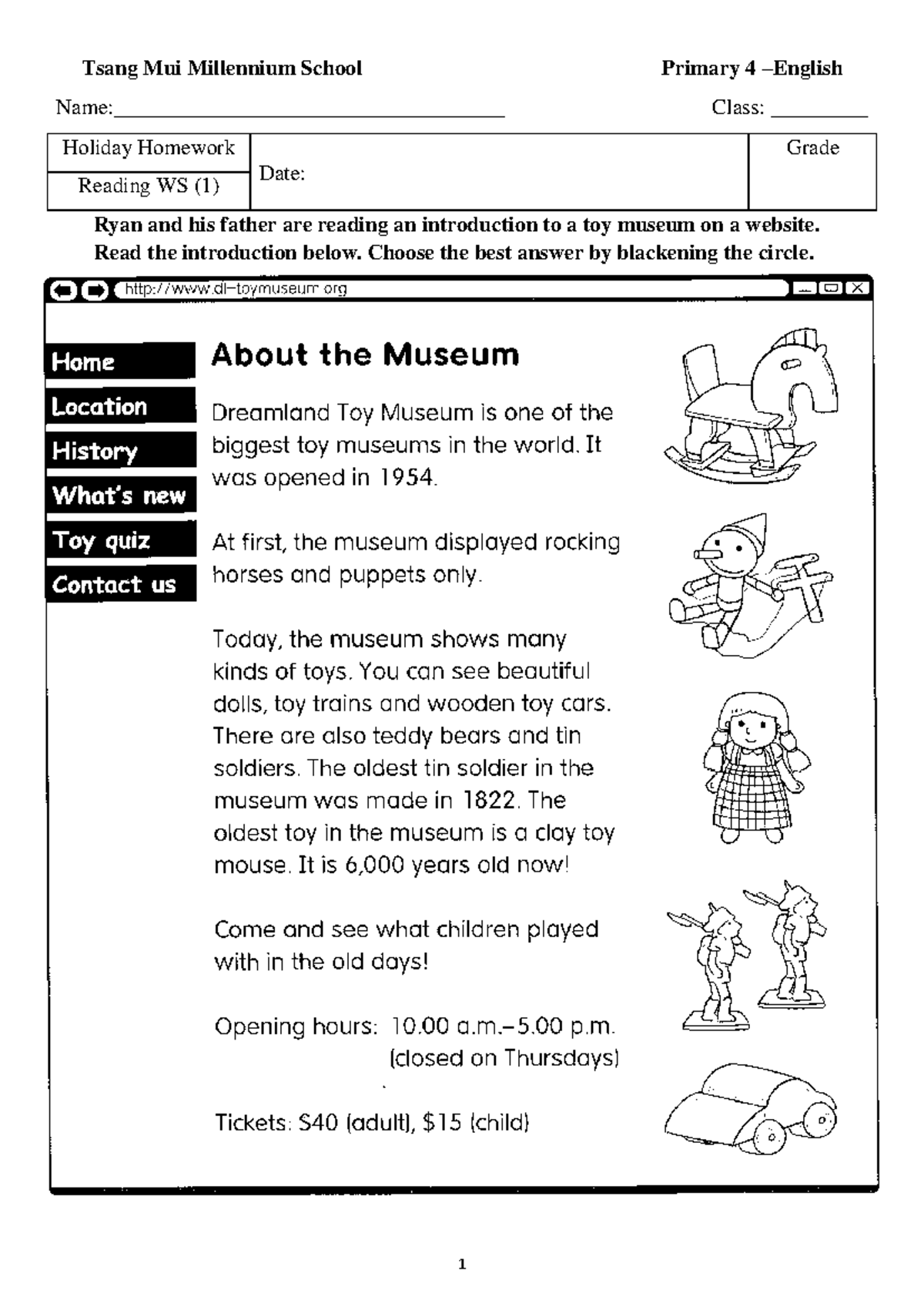 P4 English Exercise: Reading and Grammar Worksheets - Studocu