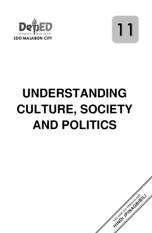 UCSP Q1 Mod1 - Module 1 - Understanding Culture, Society and Politics ...