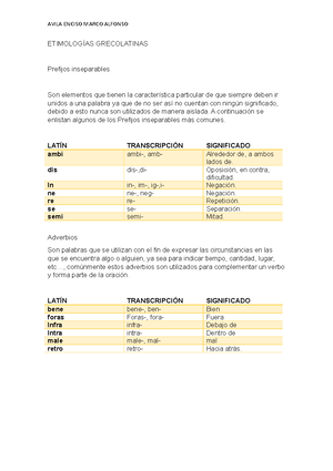 Segundo examen parcial - Etimologías Grecolatinas - Studocu