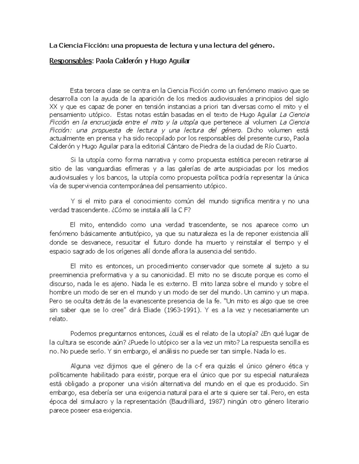 La Ciencia Ficción, entre el-mito y la utopía - Calderón y Aguilar - La ...