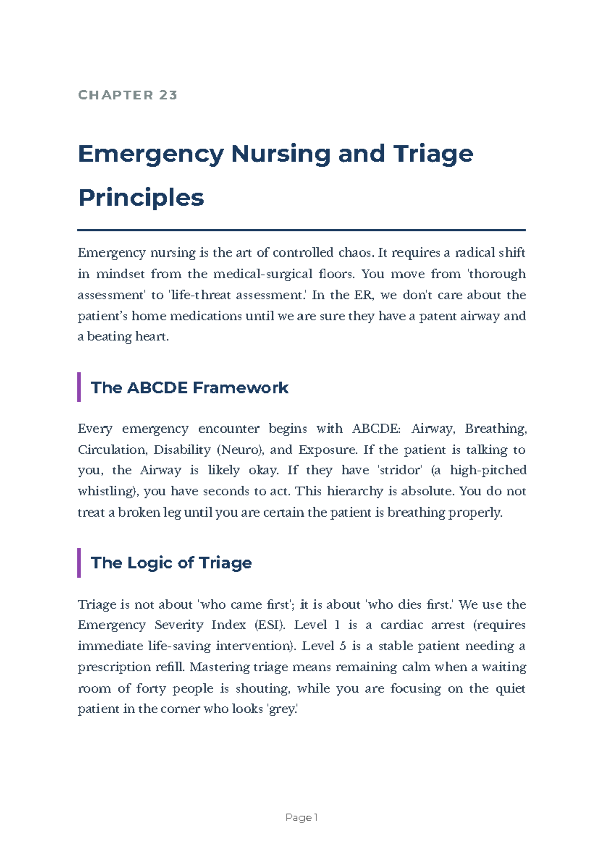 Chapter 23: Emergency Nursing & Triage Principles - Studocu