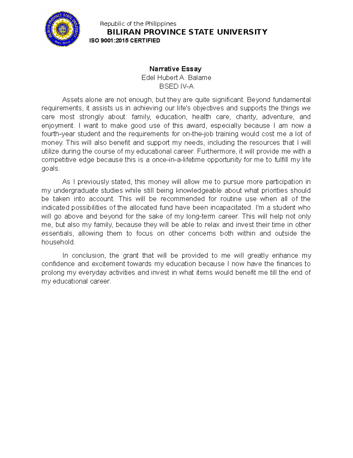 Narrative-Essay - Modular learning is important so this would help to ...
