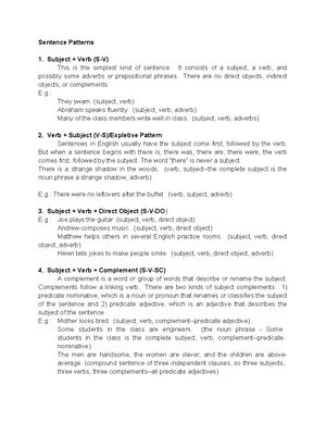 Types of Sentences according to Structure Handouts - Types of Sentences ...