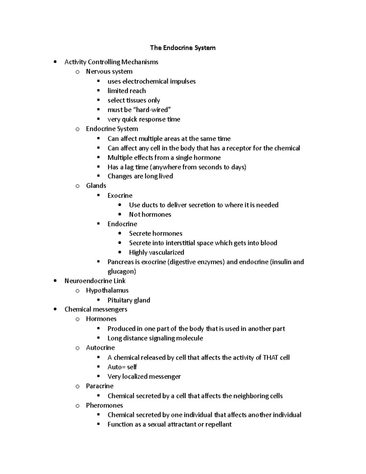 Endocrine System Overview - BIO 101 Lecture Notes on Hormones and ...