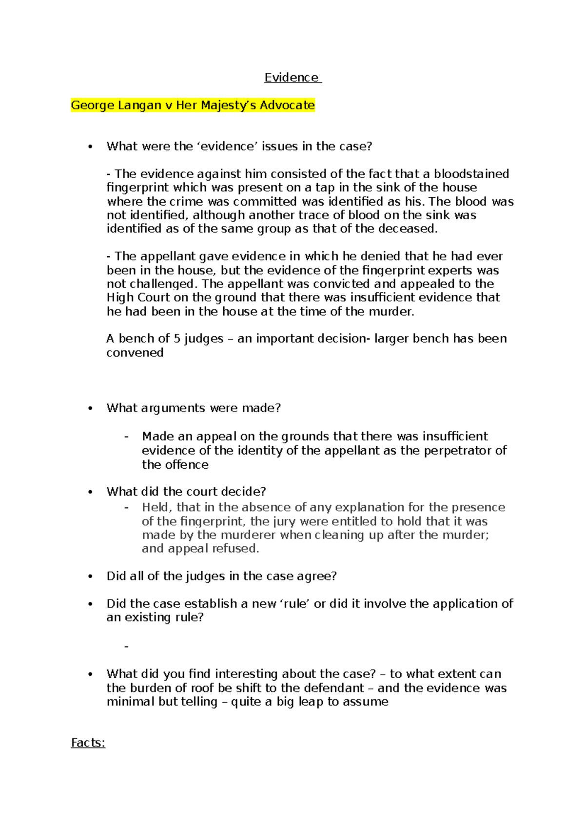 Evidence Tutorial 1 - Evidence George Langan v Her Majesty’s Advocate ...