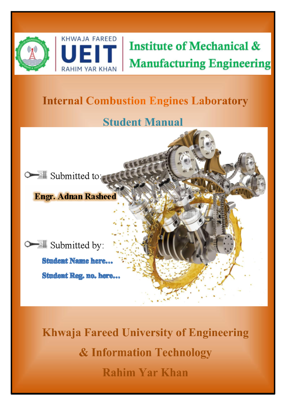 IC Engines Lab Manual (ENGR 101): Experiment Procedures & Analysis ...
