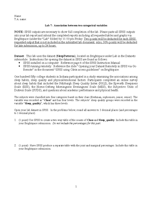 Lab 5- One and Two Way Anova Final (clear) - Name: T. name: Lab 5: One and Two- Way ANOVA NOTE ...