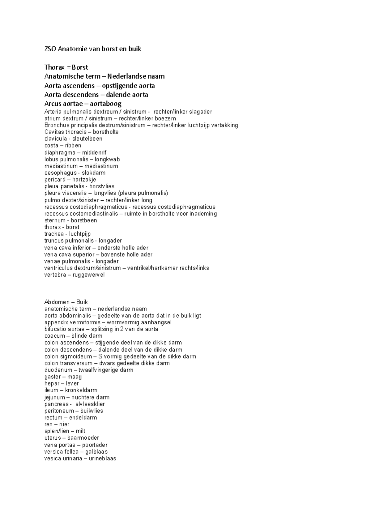 ZSO Anatomie van borst en buik MAN - MGZ - Mechanisme van gezondheid en ...