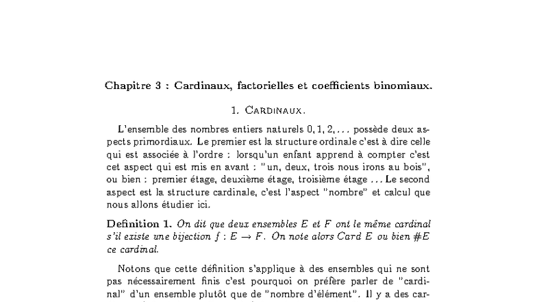 Chapitre 3 : Ensembles et Cardinaux - Factorielles et Coefficients ...