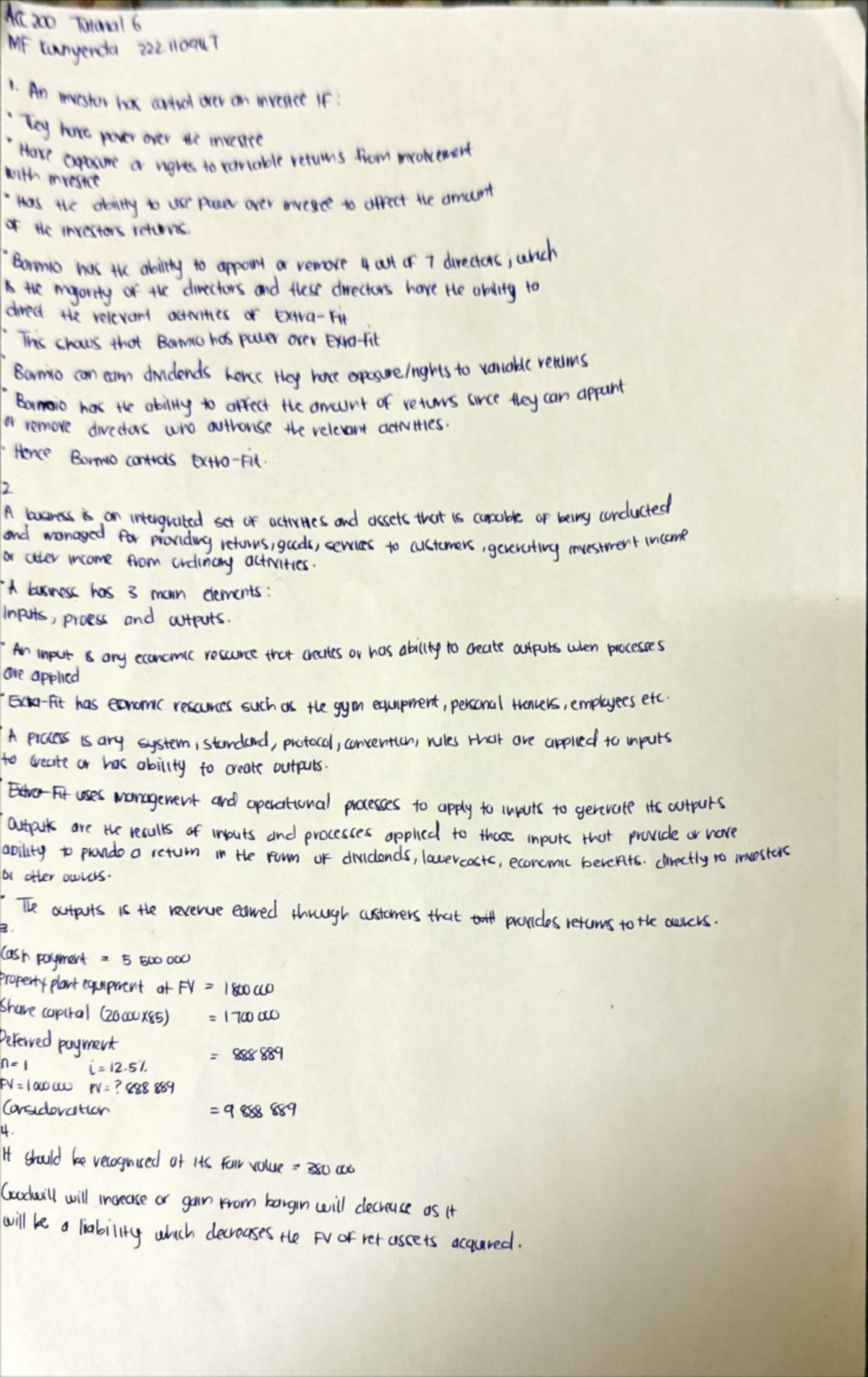 ACC200 Tutorial 6 - ACC 200 Tutoral 6 MF tanyenda 11094 T 1. An ...