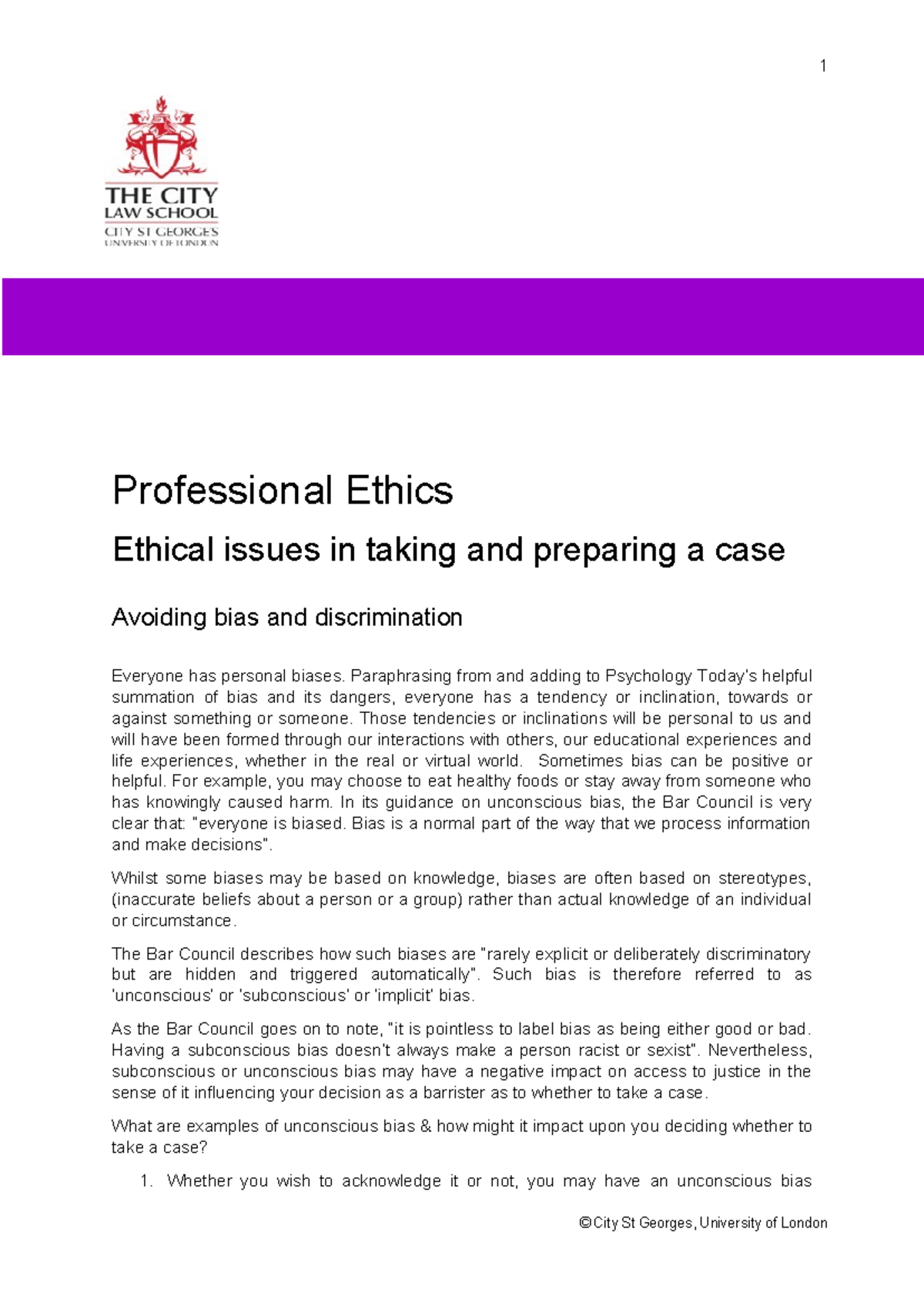 BVS Professional Ethics: Navigating Bias and Discrimination in Cases ...