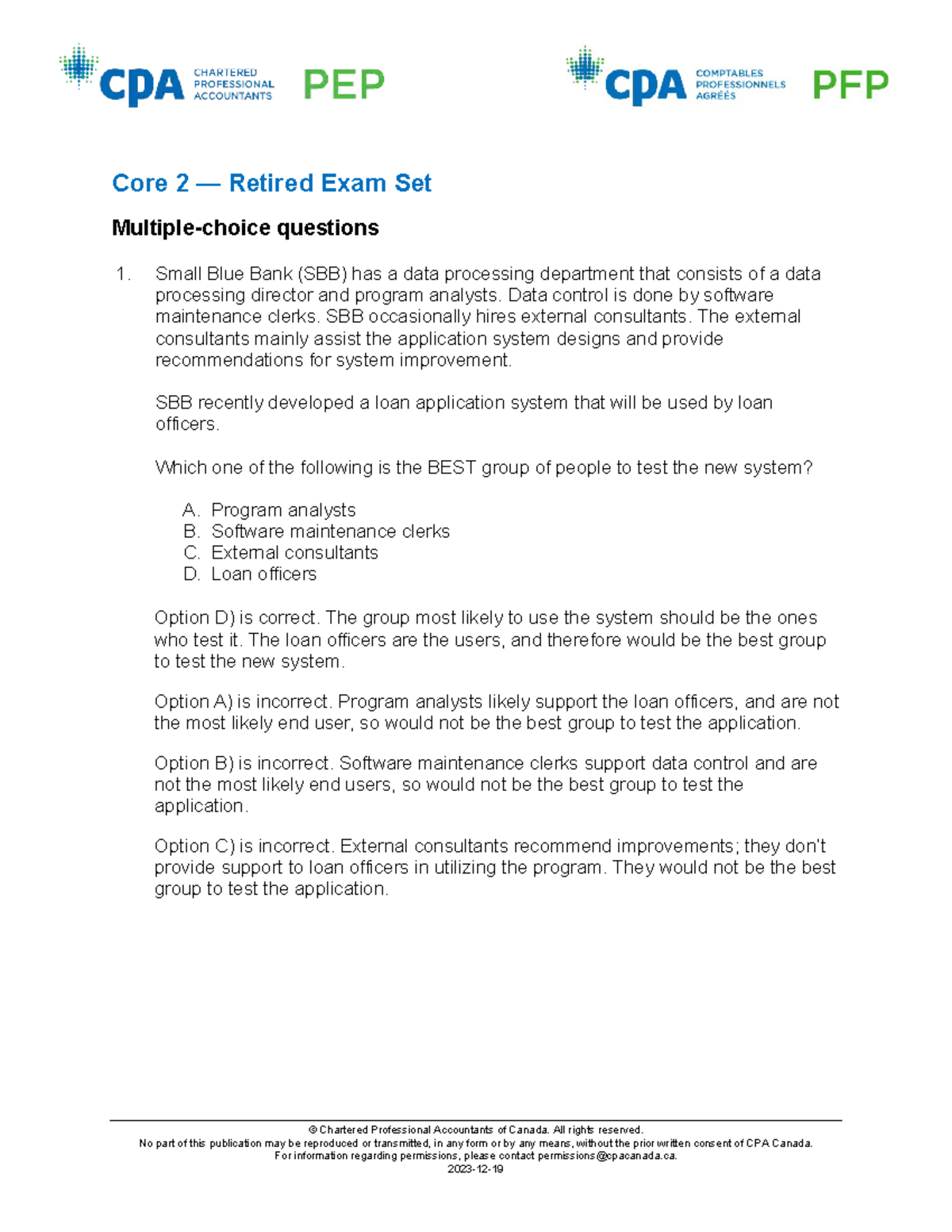 Core 2 Retired Exam Set - MCQ Review and Solutions - Studocu